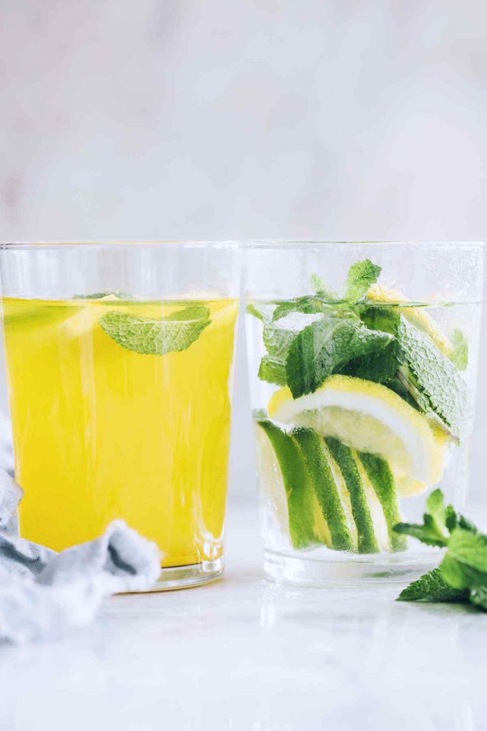 Hot and Cold Lemon Mint Water for Healthy Digestion - Healthy Substitute